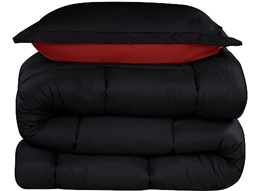 Utopia Bedding Twin/Twin XL Comforter Set Kids with 1 Pillow Sham - Bedding Comforter Sets - Down Alternative Reversible Black/Red Comforter - Soft and Comfortable - Machine Washable