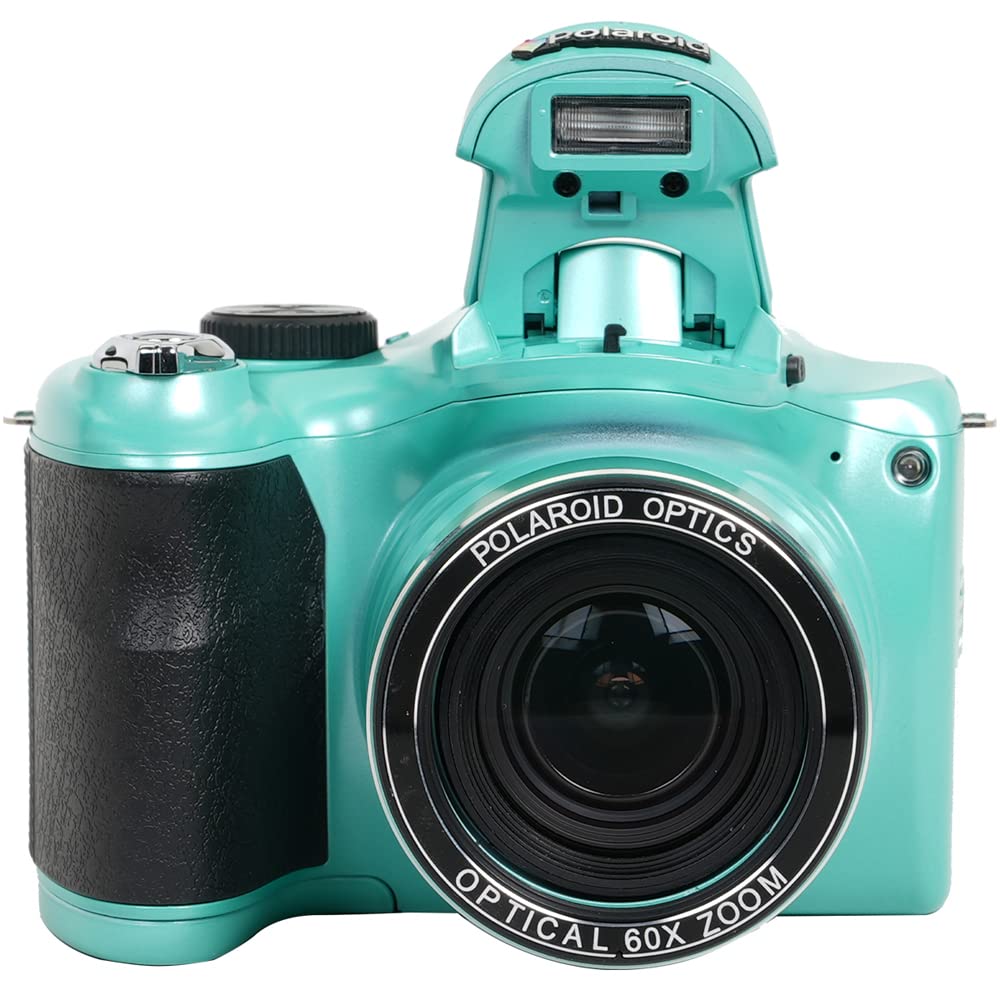 Polaroid IE6035-TEAL-STK-4 iE6035 18MP 60x Optical Zoom Digital Camera, Teal Bundle with Lexar 32GB Memory Card, Deco Gear Camera Bag, Lens Blower, Lens Pen, 12inch Tripod & More