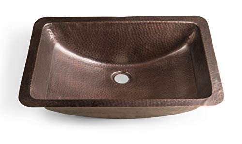 Monarch Abode 17095 Hand Hammered Venetian Dual Mount Bathroom Vanity Sink, 21 Inches, Pure Copper