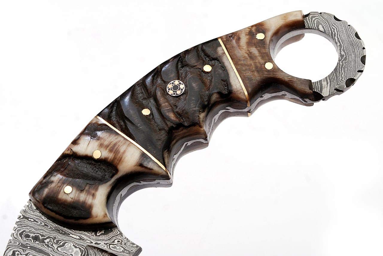 Grace Knives Handmade Damascus Steel Hunting Knife 10 Inch Knife Fixed Blade With Leather Sheath G-1074