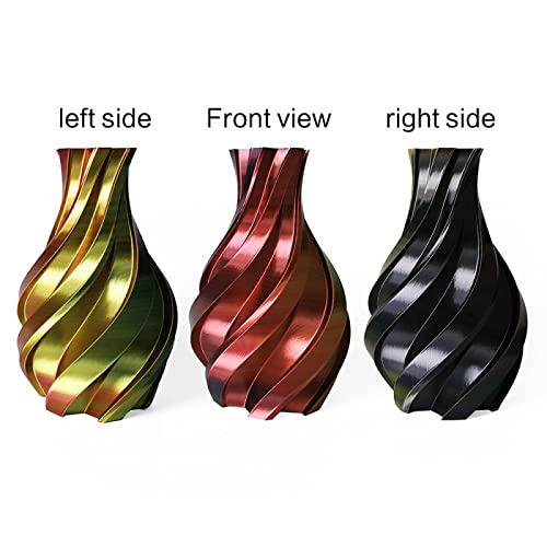 PLA 3D Printer Filament 3-in-1 Gradient Color Silk Metallic Luster 1.75mm Accuracy +/-0.01mm 1kg (2.2lb),Gold-Red-Black