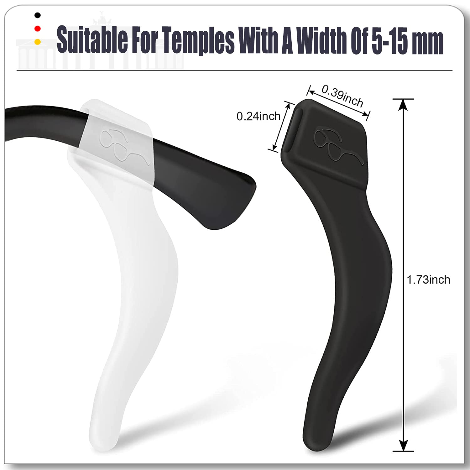 MOLDERP Eyeglass Ear Grips - 18 Pairs Glasses Anti-Slip, Comfortable Silicone Elastic Eyeglasses Temple Tips Sleeve Retainer, Prevent Eyewear Sunglasses Spectacles Glasses Slipping (Black-2)