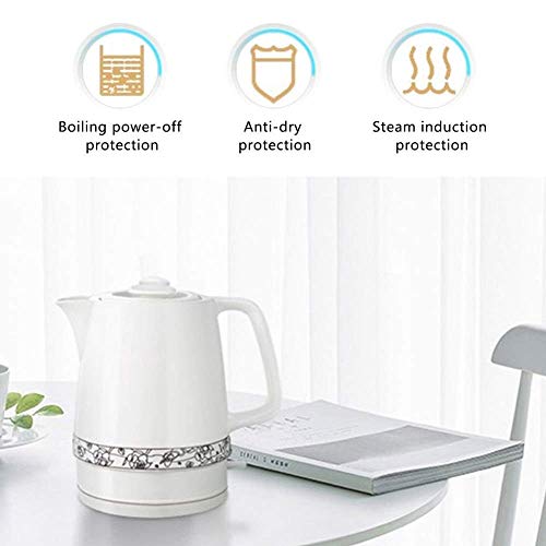 SieHam Kettles,Ceramic Cordless Kettle Teapot-Retro Red 1.7L Jug, 1850W Water Fast for Tea, Coffee, Soup, Oatmeal-Removable Base, Boil Dry Protection/D