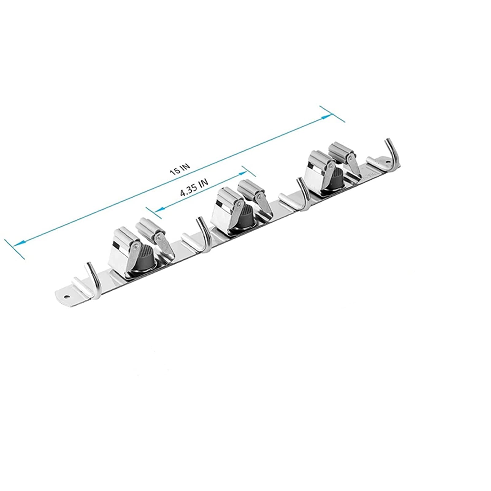 YYTONG Broom and Mop Holder, Wall Mounted Broom Holder, Stainless Steel Mop Holder, Self Adhesive Heavy Duty Hooks Storage Organizer for Laundry Room Garden Garage Closet Kitchen (3 Racks 4 Hooks)
