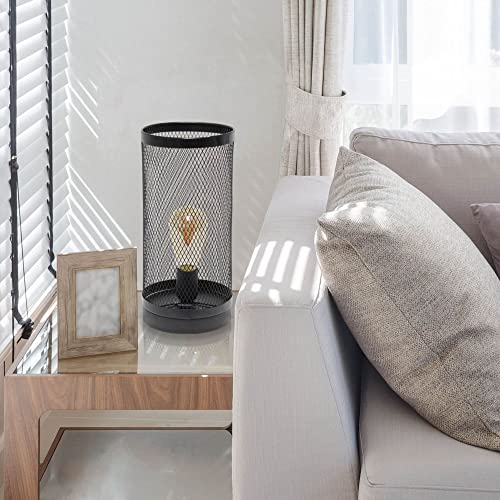 Simple Designs LT1075-BLK Cylindrical Steel Table Lamp, Black, 5.88 x 5.88 x 12.75