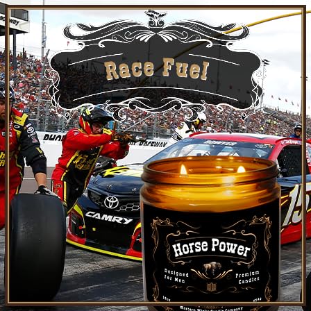 Western Wicks Candles for Men, Race Fuel Scent, 16oz jar candle, double wick