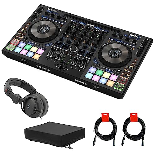 Reloop MIXON 8 Pro DJ Controller for Serato DJ and Algoriddim djay Software Bundle with Gator GMC-2222 Mixer Dust Cover, Polsen Studio Headphones, and 2x XLR-XLR Cable
