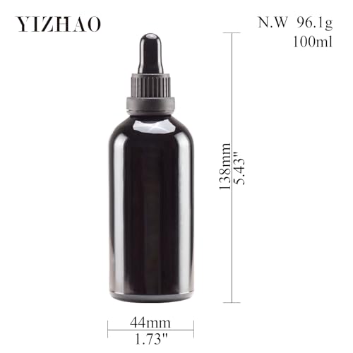 YIZHAO Black Glass Dropper Bottle 4oz, Tincture Bottles with Glass Dropper, for Essential Oils, Aromatherapy, Cosmetic, Laboratory, Pharmacy, Liquids, Travel β4 Pcs