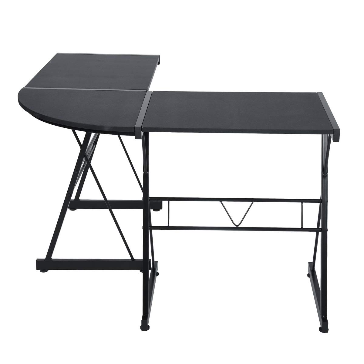 GreenForest L Shaped Corner Desk, Industrial Style Computer Gaming Desk PC Laptop Workstation for Home Office, Black