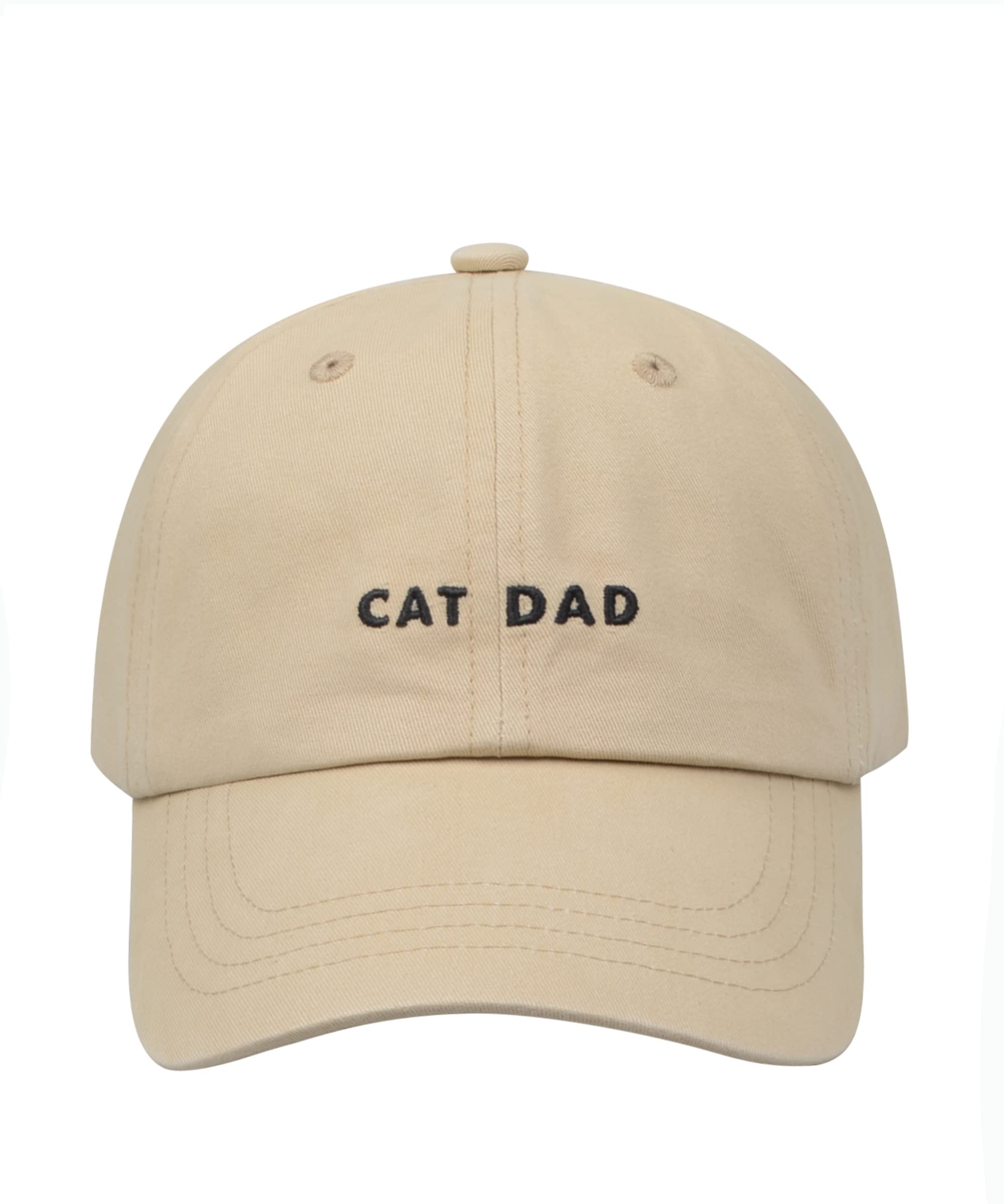 Hatphile 6 Panel Embroidery Dad Hat Baseball Cap Cat Mom Cat Dad (Cat Dad Khaki Cap)