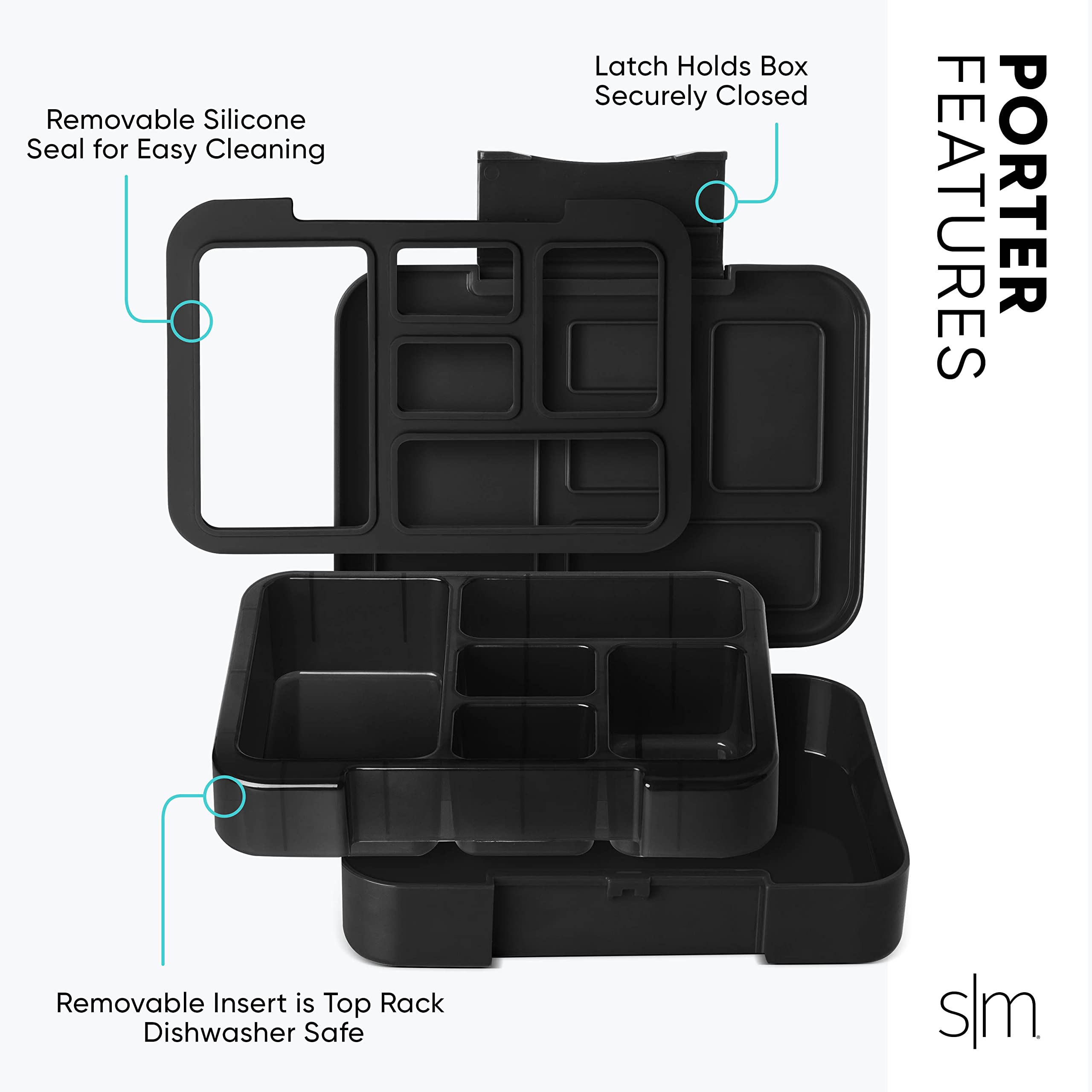 Simple Modern Bento Lunch Box for Kids | BPA Free, Leakproof, Dishwasher Safe | Lunch Container for Boys, Toddlers | Porter Collection | 5 Compartments | Solar System