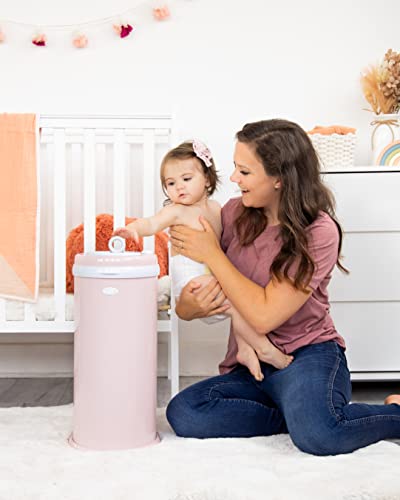 Ubbi Steel Odor Locking, No Special Bag Required, Money Saving, Modern Design, Registry Must-Have Diaper Pail, Blush Pink