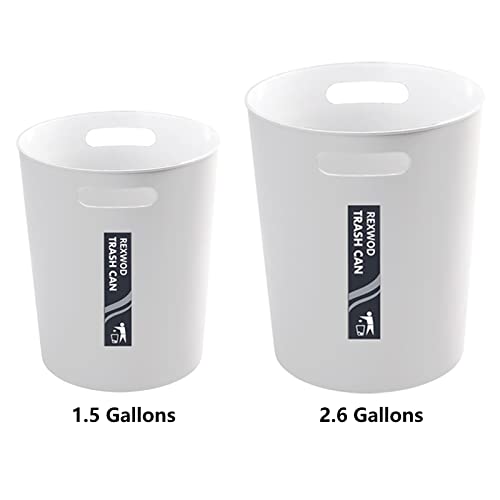 REXWOD Small Trash Can Wastebaske 1.5 Gallon Garbage Bin Round for Small Space Bathroom Office Bedroom,White 2 Pack