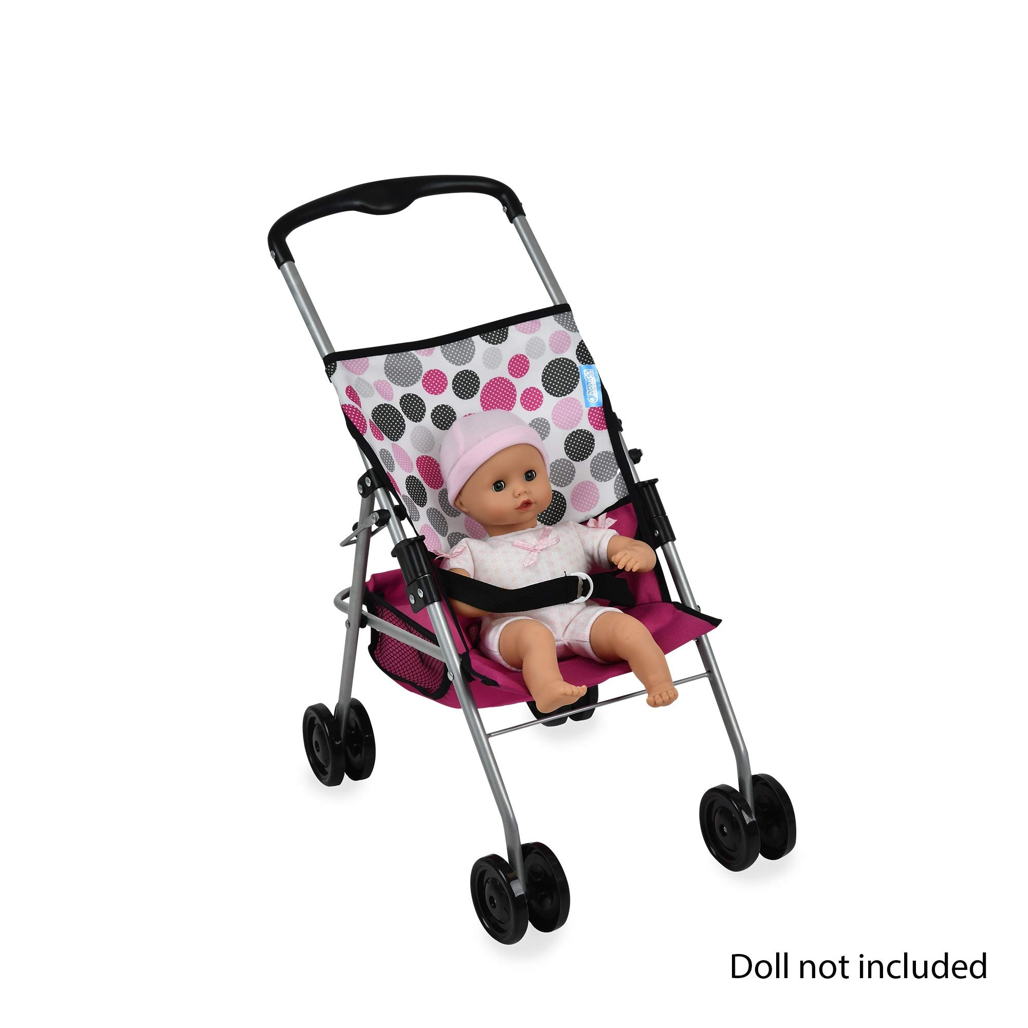 Hauck Pink Dot Doll 3 Piece Doll Stroll and Care Set Includes a Half Folding Stroller, Play Yard and High Chair