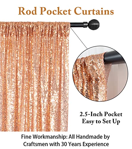Shinybeauty Sequin Backdrop Curtains 4 Panels Rose Gold 2FTx8FT Sequin Fabric Photo Backdrop Curtains Rose Gold Backdrop Rose Gold Glitter Curtains for Party Baby Shower Backdrop Backgrounds