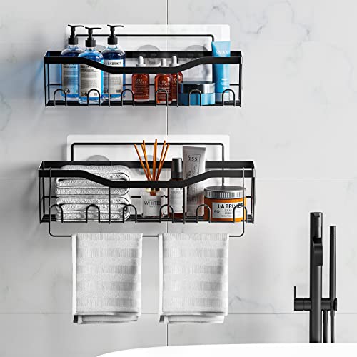 Shower Caddy,Adhesive Shower Organizer,Rustproof Stainless Steel Shower Shelves,Shower Shelf for Inside Shower, No Drilling Rustproof Bathroom Shower Caddy Basket Shelf with Soap Holder and 4 Hooks