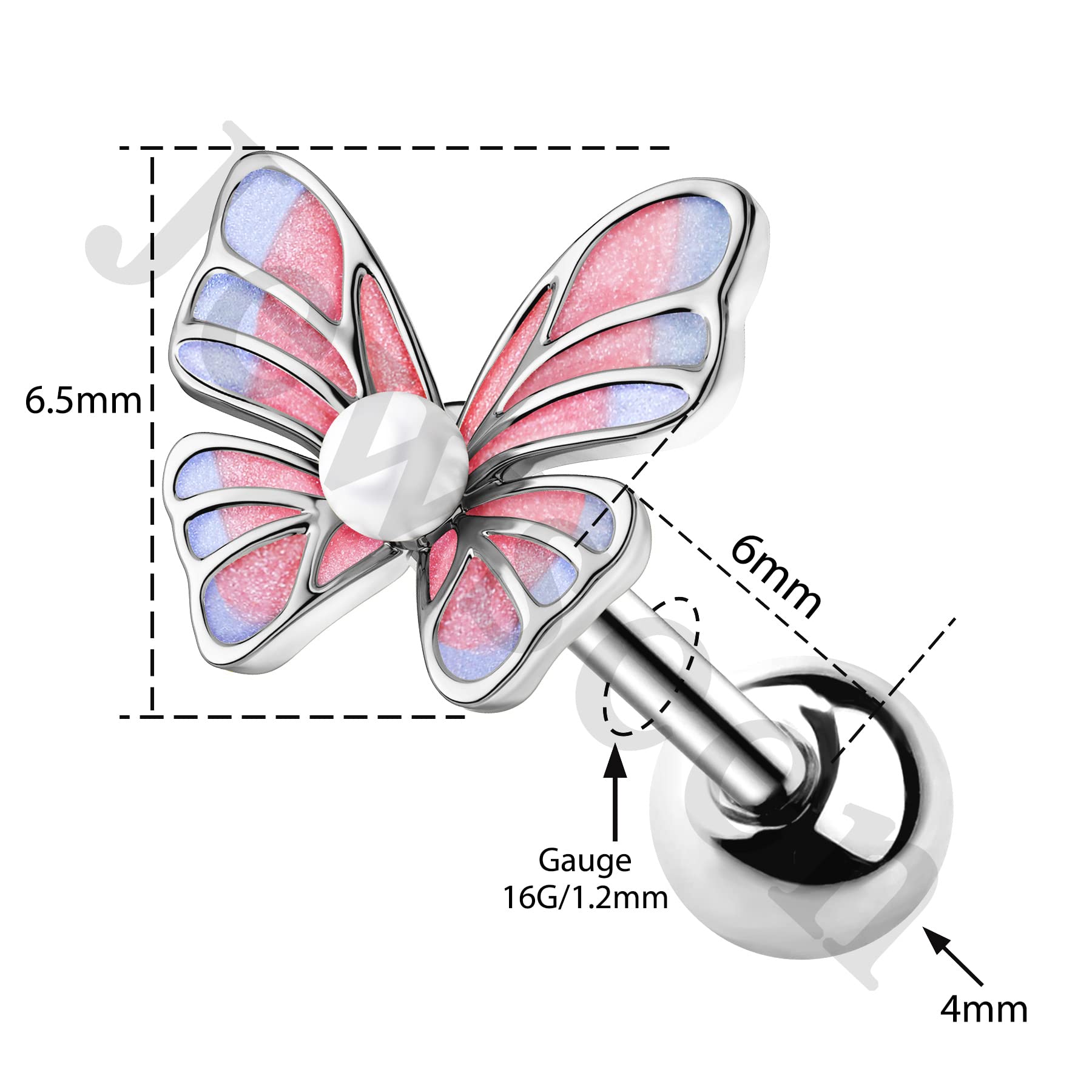 Jewseen 16G Cartilage Earring Surgical Steel Helix Earrings Pearl Conch Earring Tragus Earring Cartilage Earring Stud