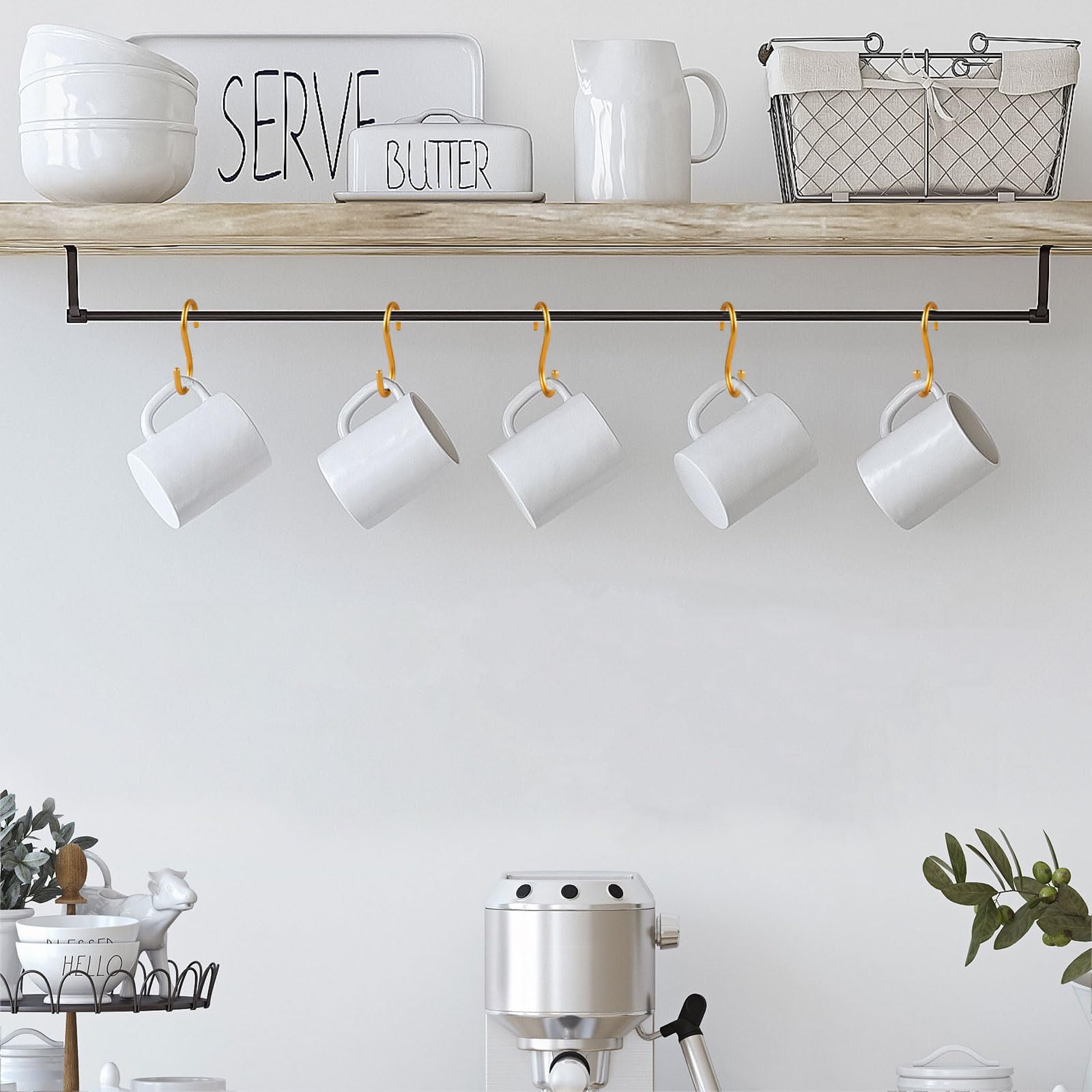 Supkiir 30Pcs Gold S Hooks for Hanging, Aluminum Alloy S Shaped Hooks, Heavy Duty Multi-Purpose Storage Brass Hooks for Kitchen Bathroom Closet Hanging Pans Pots Cup Plants Towels Clothes
