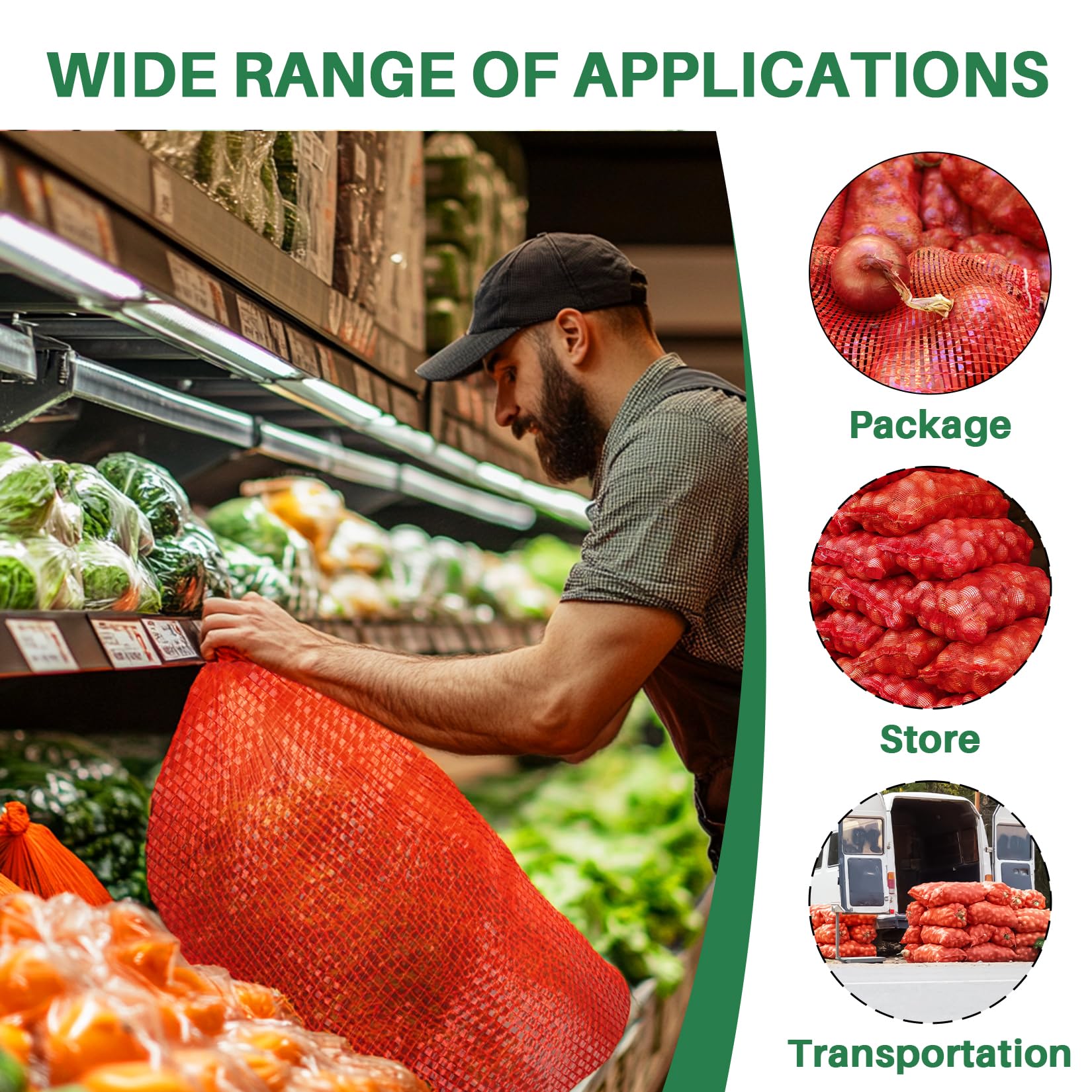 Sukh 7 Pcs Large Mesh Produce Bags - 60lbs Mesh Vegetable Bags Reusable Washable Mesh Storage Bag Breathable Produce Bags Onion Storage With Drawstring for Potato Onion Citrus Fruits 20"X32" Red