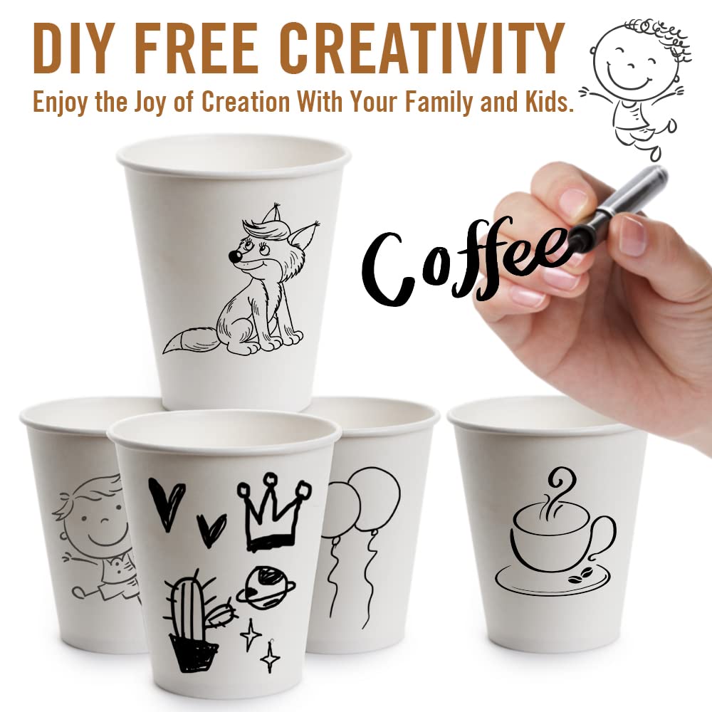 Ginkgo 300 Pack 12 oz Disposable Thickened Paper Coffee Cups with Lids and Sleeves, To Go Hot Coffee Cups Set for Chocolate, Cocoa, Beverages and Tea