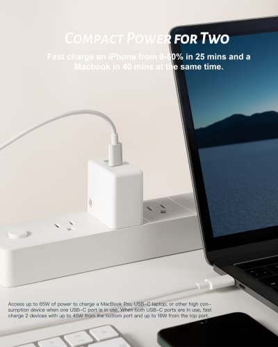 Powerland USB C GaN Charger 33W Usmile33 Ultra-Thin, PD PPS Fast Charger Adapter Compatible with iPhone 14/13/12,Pixel,Galaxy,iPad/iPad Mini,Galaxy S Series, MacBook Pro/Air and More (with Cable)