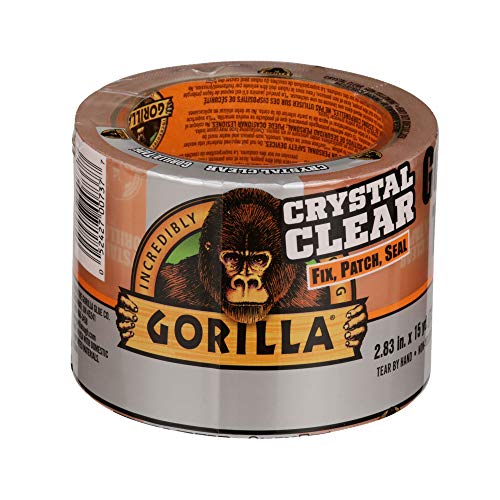 Gorilla Crystal Clear Repair Duct Tape Tough & Wide, 2.83" x 15 yd, Clear, (Pack of 4)