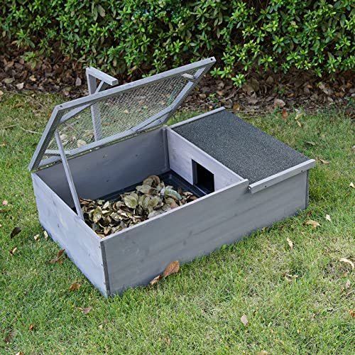 Tortoise House Large Tortoise Habitat Cage, Upgraded Wooden Tortoise Large Box Turtle Habitat Enclosure with Light Support Frame,Trays, Weatherproof Roof, Reptile Cage House for Lizards, Geckos