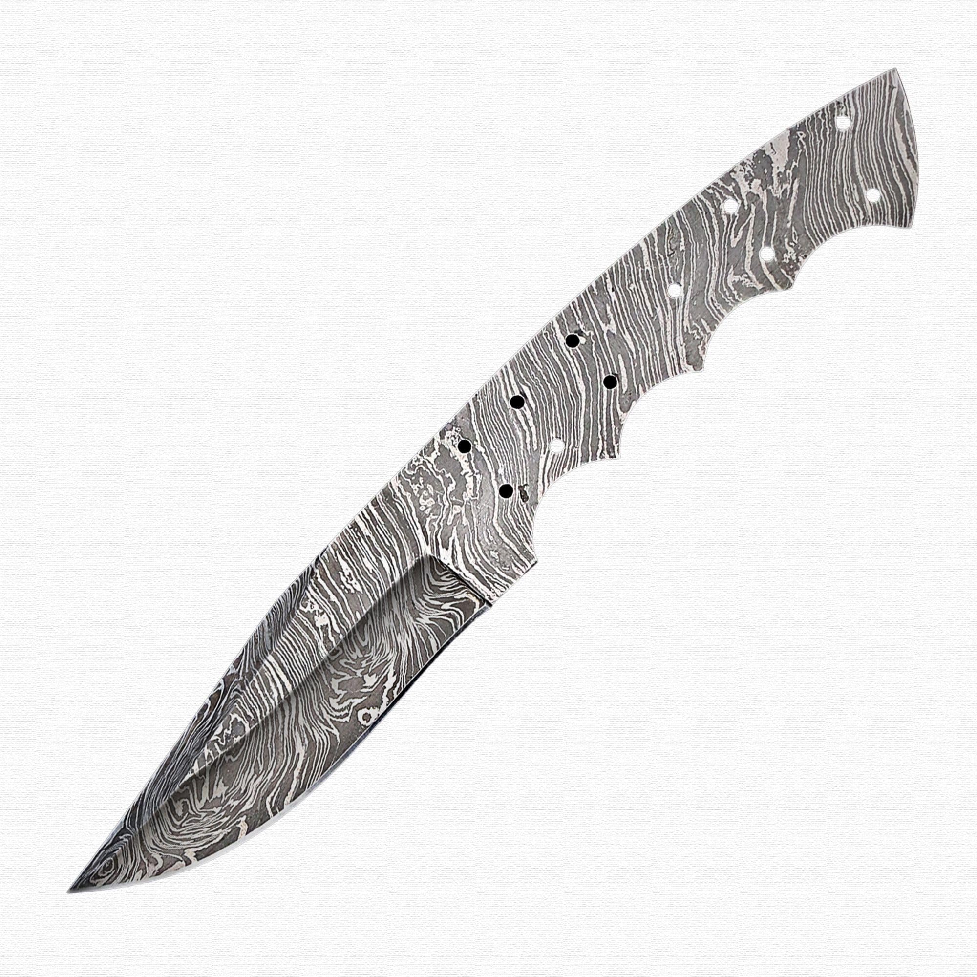 Handmade Forged Damascus Steel Fixed Blade Hunting Knife Blank Blade for Knife Making Full Tang 9 inch