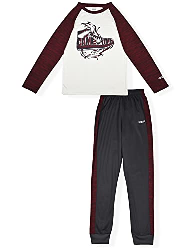 Hind Boys 4-Piece Active Long Sleeve Quick Dry T-Shirt and Athletic Jogger Sweatpant Set Kids Clothes for Sports and Running (Blue-Red, numeric_12)