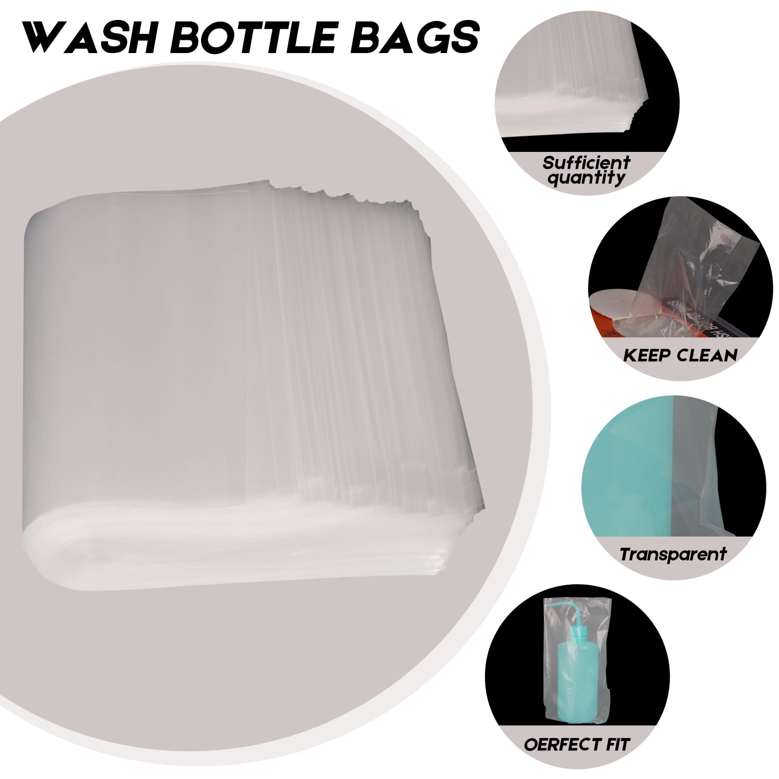 Romlon Plastic Wash Bottle and Squeeze Bottle Bags Kit Incliding 2Pcs 500ml/16oz Squeeze Bottles and 250Pcs Wash Bottle Bags Convenient Green Soap Supply Squeeze Bottle Graduated Bottle Watering Tool