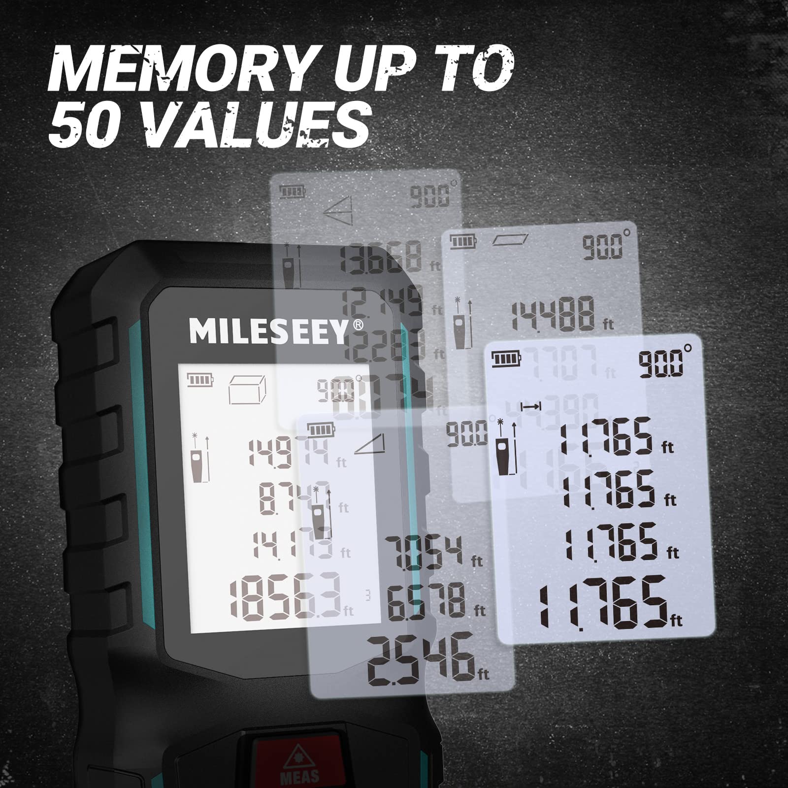 MiLESEEY G2 Laser Measurement Tool 330FT (Ft/in/M/Ft+in) with Angle Sensor, Laser Measuring Tool with Pocket Clip, Distance Area Volume Measure and Pythagoras, ±1/16 in Accuracy
