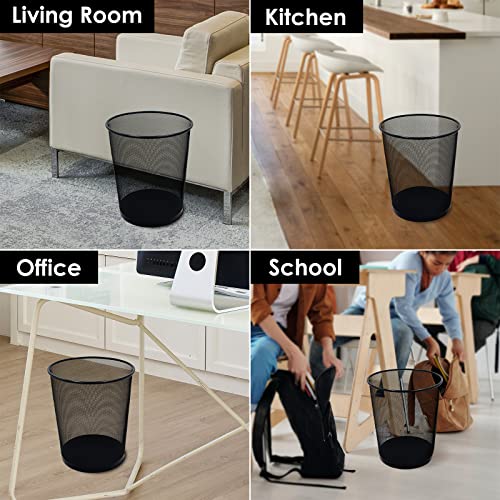 SHSYCER Black Mesh Trash Cans 4 Gallon, Mesh Office Trash Can 10 Pack, Metal Wire Wastebaskets, Waste Basket Trash Can, Small Trash Cans,Recycling Garbage Container Bin for Office, Home, Bedroom