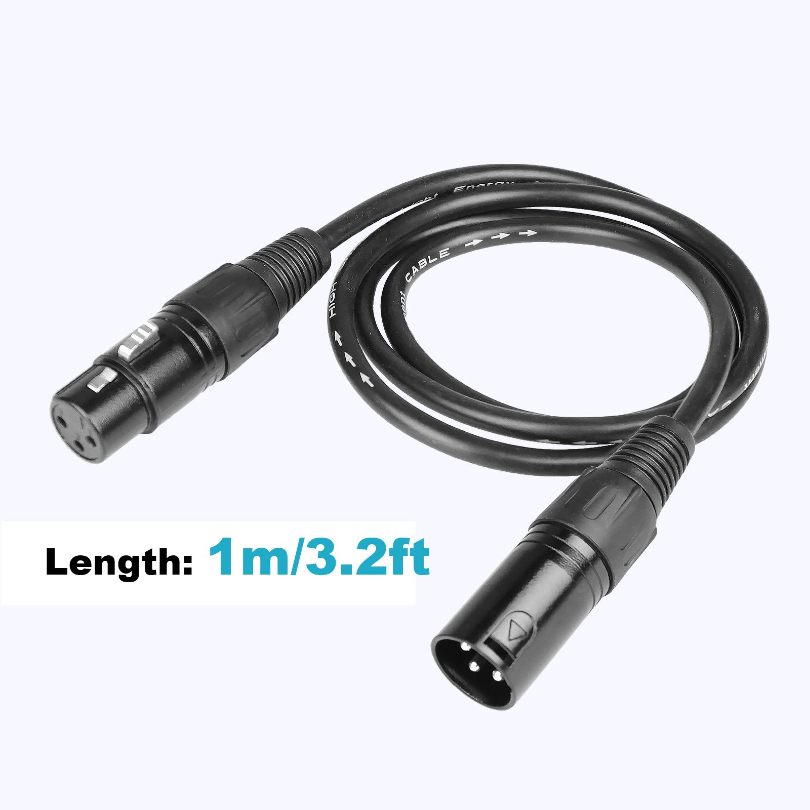GBGS 16 Pack DMX Cable 3.2ft(1m) 3-Pin Signal XLR Connection DMX512 Stage Light Cable Wire Male to Female