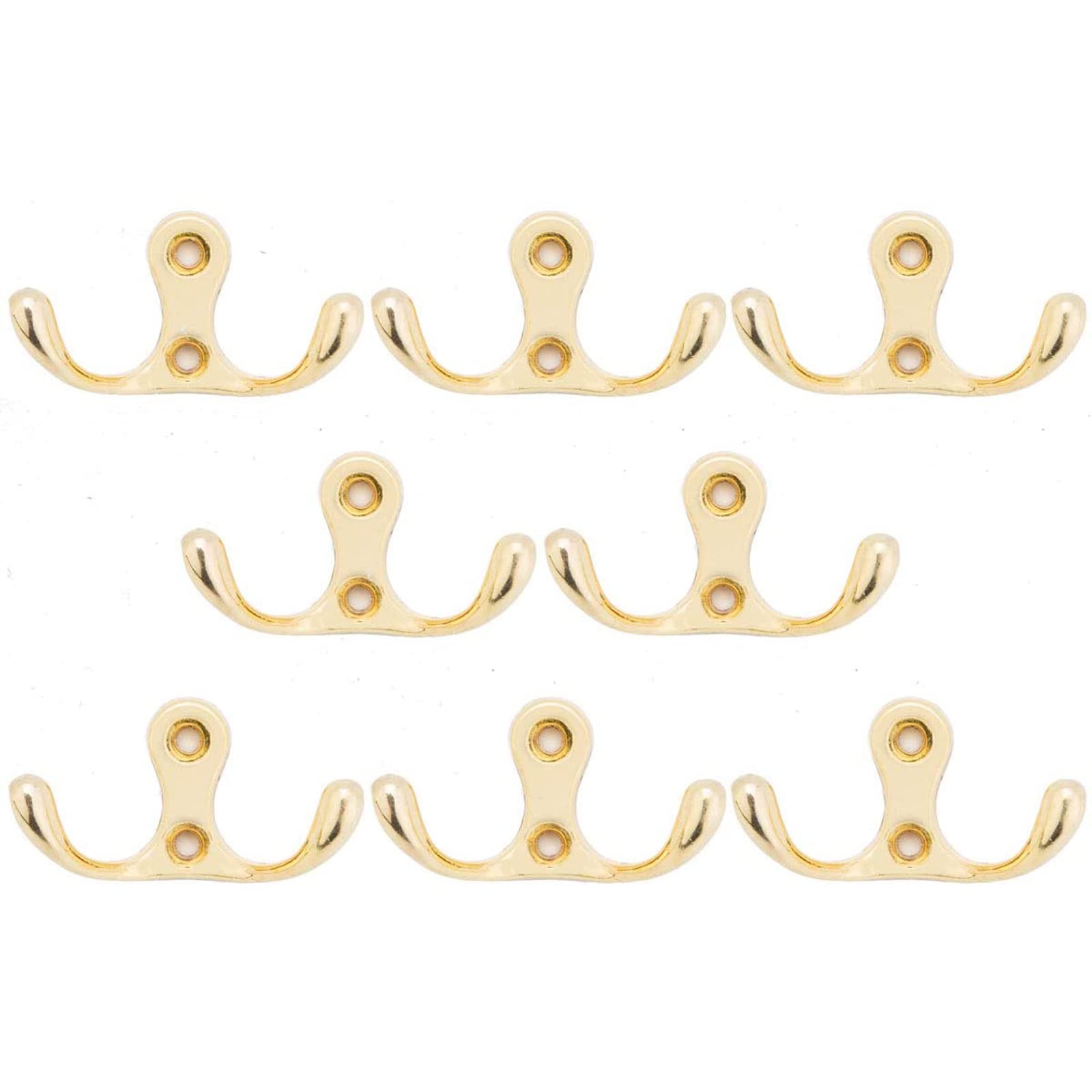 Ulifestar Coat Hook Coat Rack,Double Prong Metal Towel Hook Wall Hook for Hanging Clothes,Pants,Purse,Robe,Towel,Belt,Tie,Key,Mug,Cup,Wreath,Heavy Duty Rustic Bathroom Hanging Hooks,8Pcs (Gold)