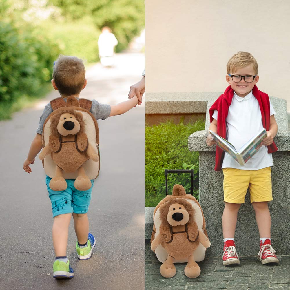 Funday Dinosaur Kids Backpack with Removable Wheels - Little Kids Luggage Backpack with Stuffed Animal Toy Dinosaur