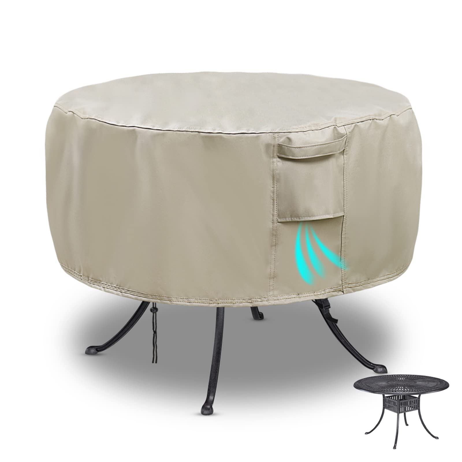 POMER Patio Bistro Table Cover, Waterproof Round Dining Table Cover for 31" 32" Outdoor Coffee Side Table Dustproof Round Tempered Glass Table Cover - 32" D x 16" H
