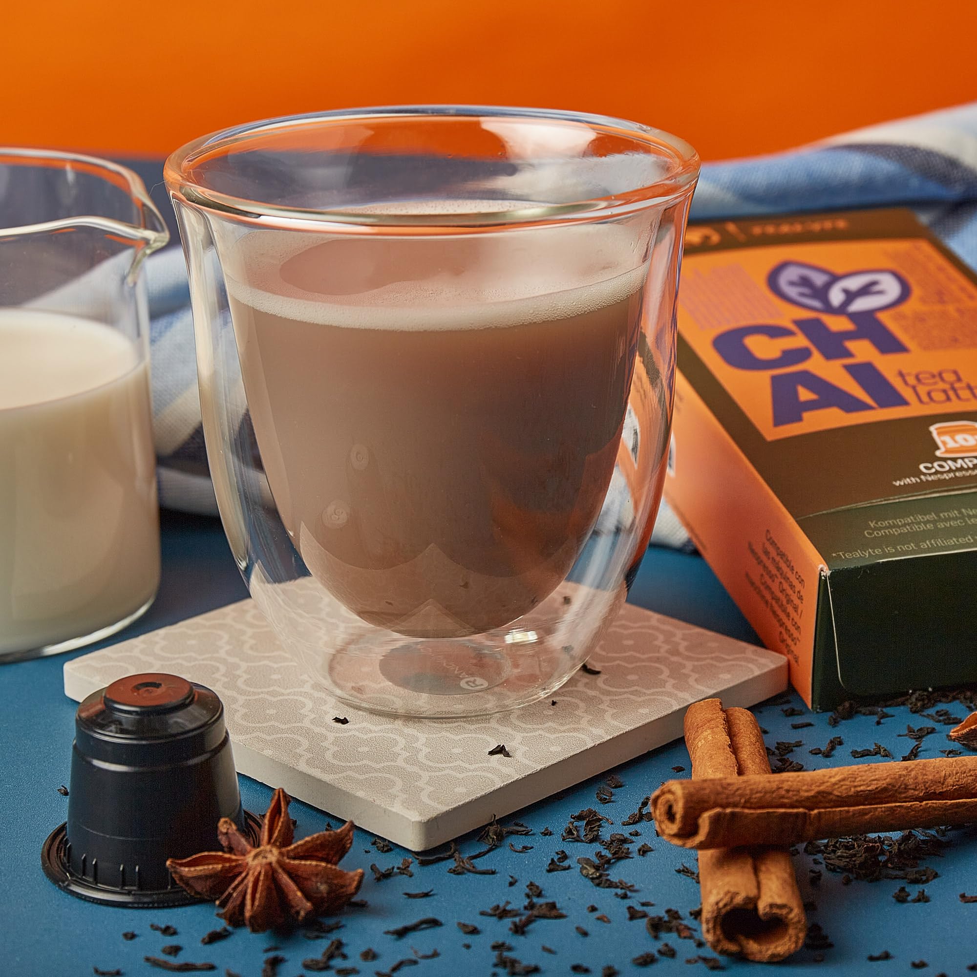 TEALYTE 50 Chai Tea Pods - I Nespresso compatible Chai Tea Latte Pods I For Original Line Nespresso Machines I 5 packs