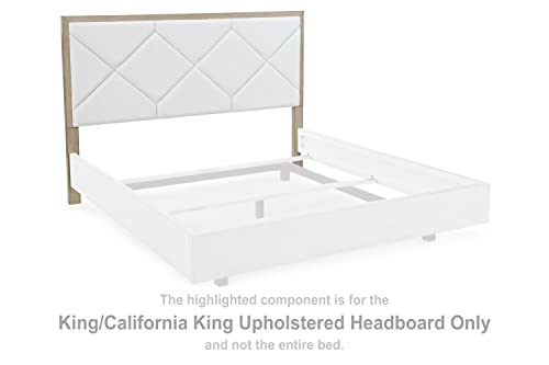 Signature Design by Ashley Wendora Contemporary Upholstered Tufted Headboard ONLY, King/California King, White & Light Brown