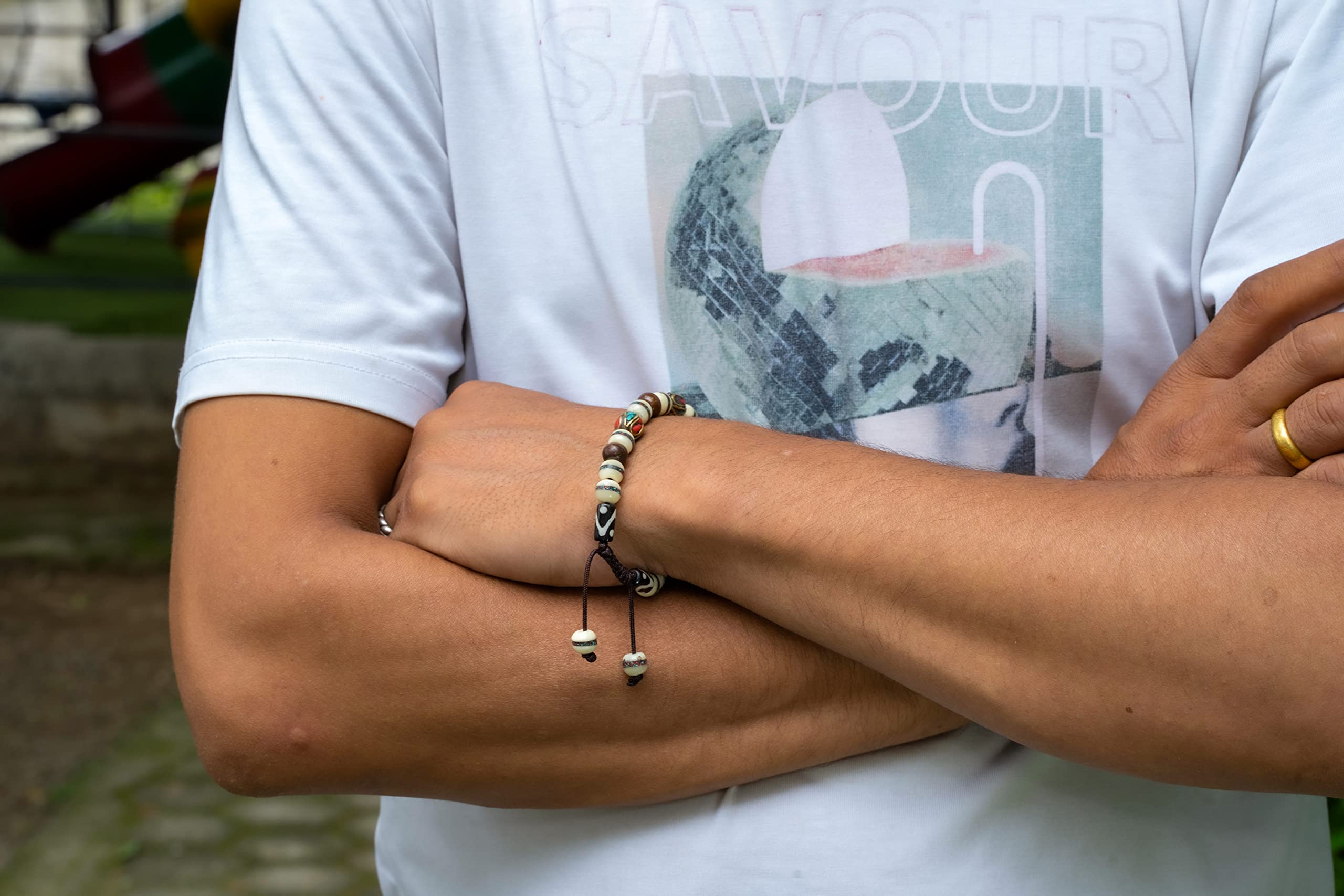 Hands Of Tibet Embedded Medicine Bracelet Yoga Healing Beads Adjustable Wrist Mala Many Color Choices (Multi)