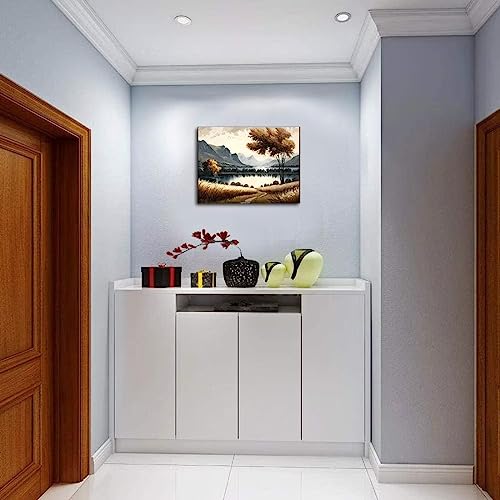 Frameless Oil Paintings on Canvas,Autumn Landscape Artwork,Modern Art Wall Decor for Kitchen Decor Living Room Decor or Holiday Gifts Etc.