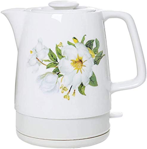 SieHam Kettles,Ceramic Cordless Kettle Teapot-Retro Red 1.7L Jug, 1850W Water Fast for Tea, Coffee, Soup, Oatmeal-Removable Base, Boil Dry Protection/D