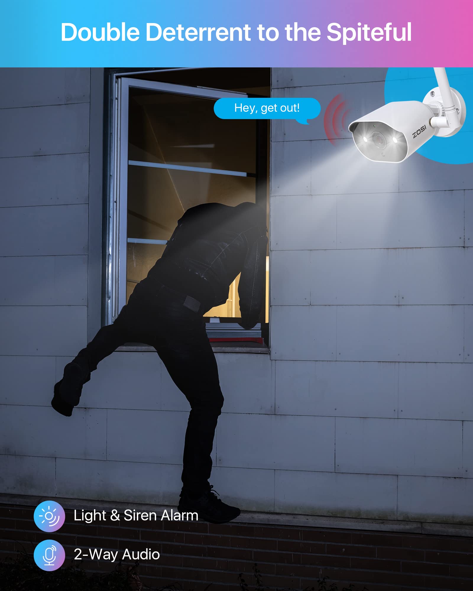ZOSI 5MP Spotlight WiFi Home Security Camera Kit,2pack C308AH Wi-Fi HaLow Outdoor Cameras with Base Station,2-Way Audio,Night Vision,Weatherproof,Cloud Storage,Smart Light&Sound Alarm,Work with Alexa