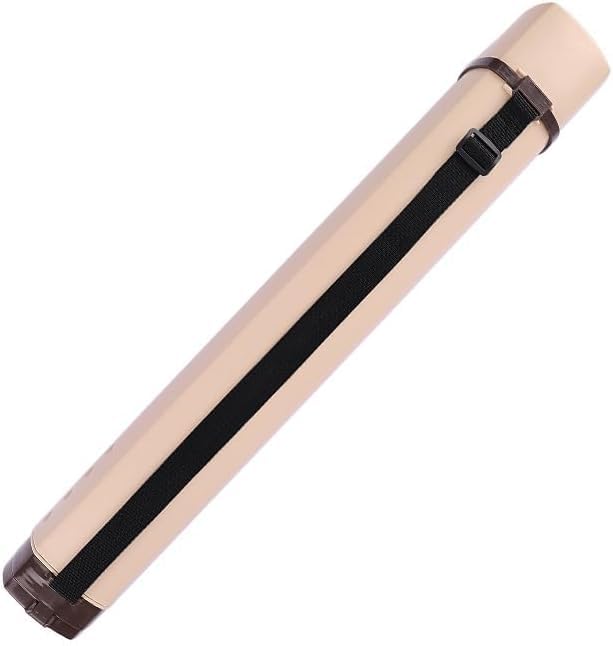 Retractable Portable Art Cylinder with Shoulder Strap Plastic Support for Document Art Images. Retractable Storage Tube. (Black)