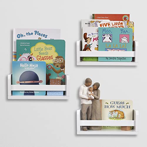 RiverRidge Kids Small 10” Floating Wall Mount Bookshelves (3-Pack)