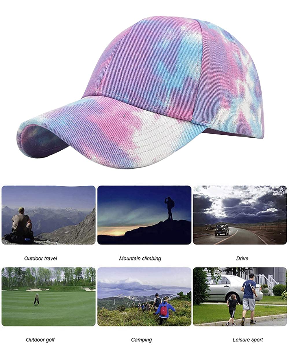 High Ponytail Baseball Caps for Womens Tie Dye Criss Cross Ponytail Hat Distressed Adjustable Trucker Hat Ball Cap