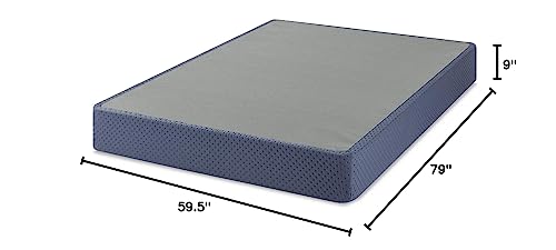 Mellow 9 Inch High Profile Box Spring, Heavy Duty Steel with Fabric-Cover, Easy Assembly, Navy, Queen
