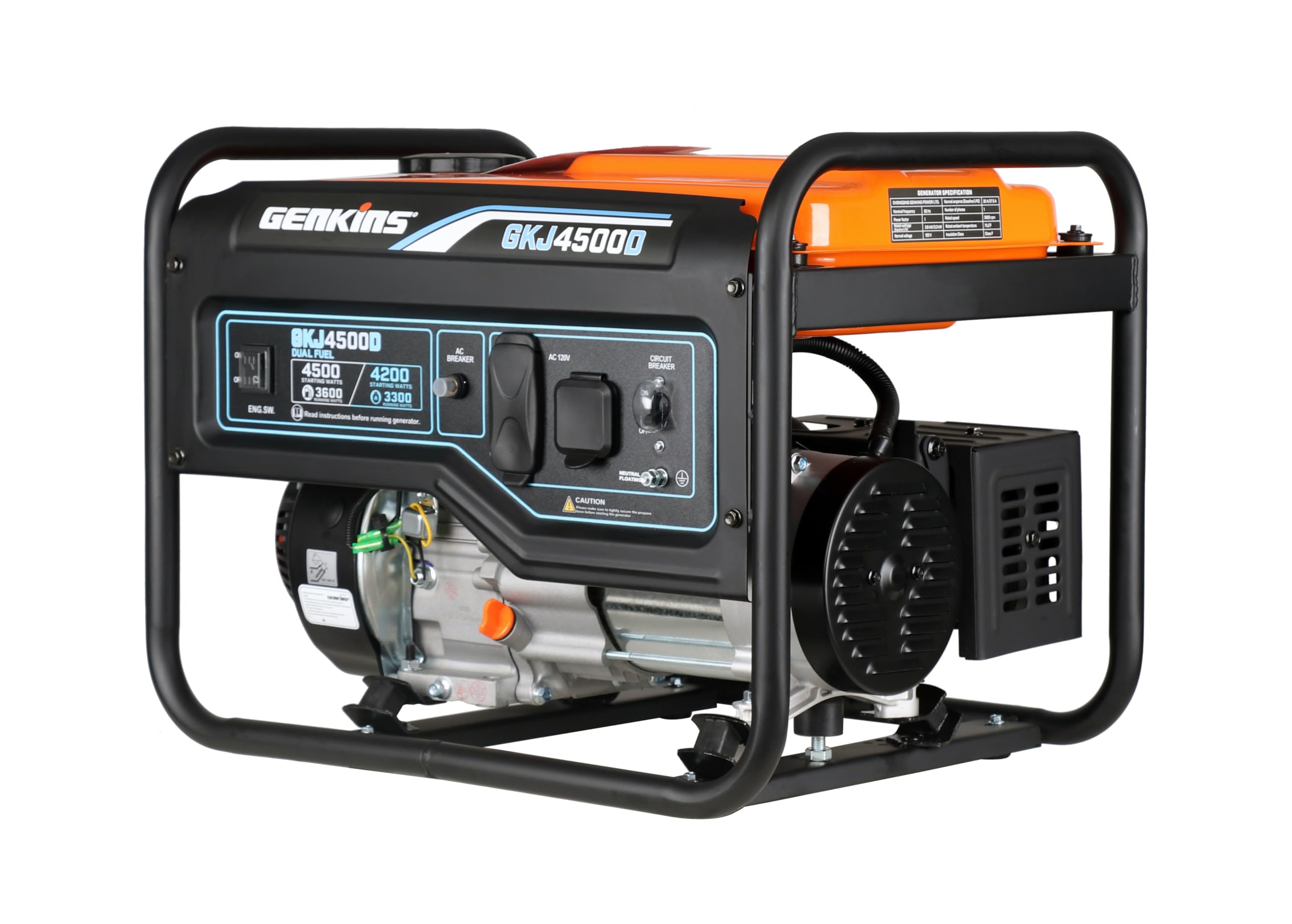 Genkins 4500 Watt Dual Fuel Generator Propane & Gas