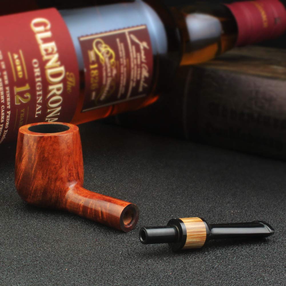 FULUSHOU Mediterranean Briar Wood Tobacco Pipe, Small Mini Curved Tobacco Pipe 7