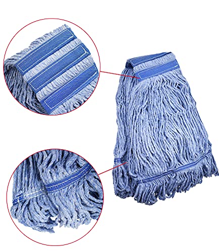 Mop Head Replacement Commercial Heavy Duty String Blue Wet Mop Heads for 3 Typs Commercial Mop Handle(1,Medium)
