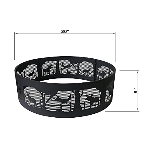 MTB Backyard 30 Inch Fire Ring, Wildlife-Deer Fire Pit Campfire Ring Wood-Burning Firepit Ring